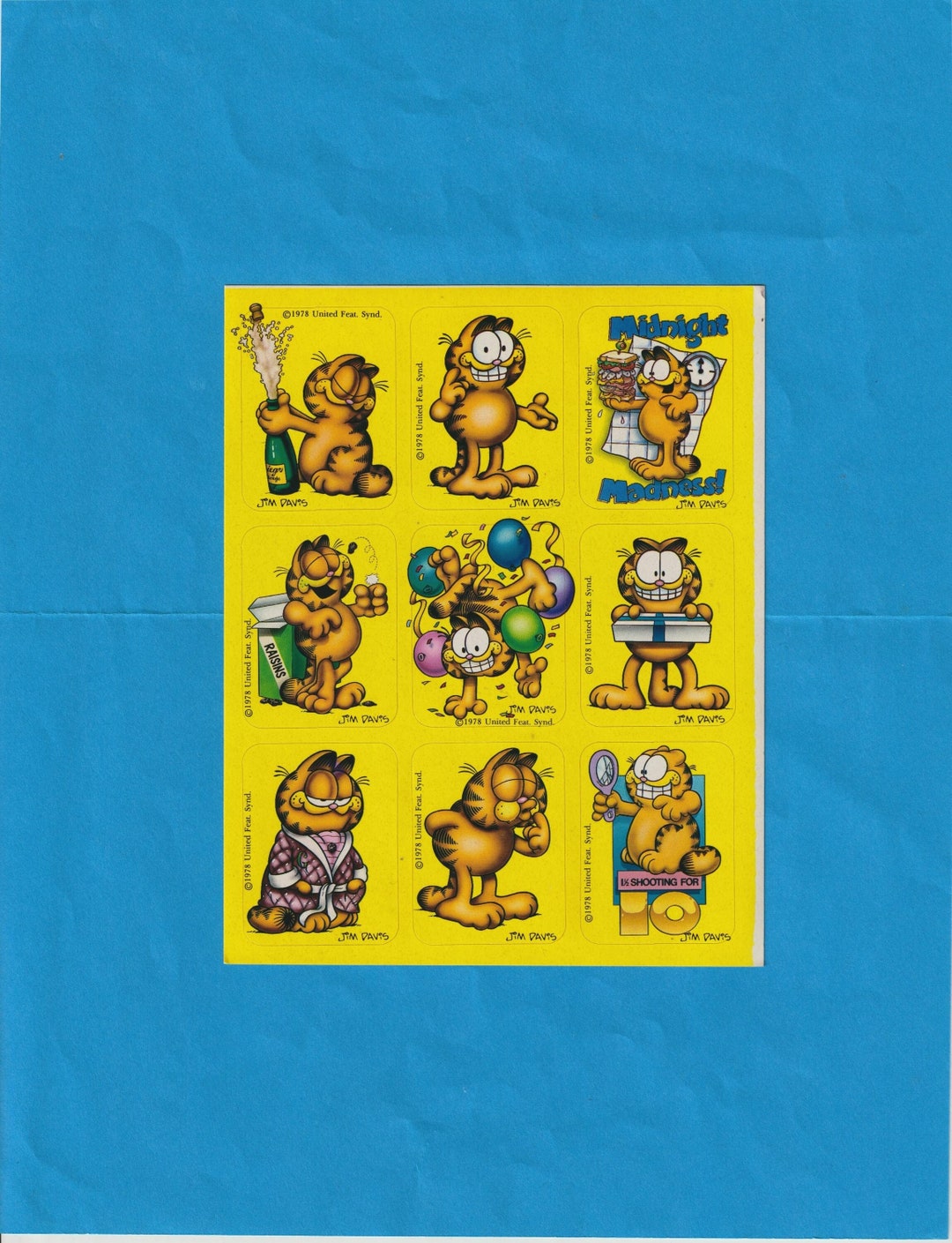 Vintage 1980s GARFIELD Sticker Sheet CELEBRATE - Etsy