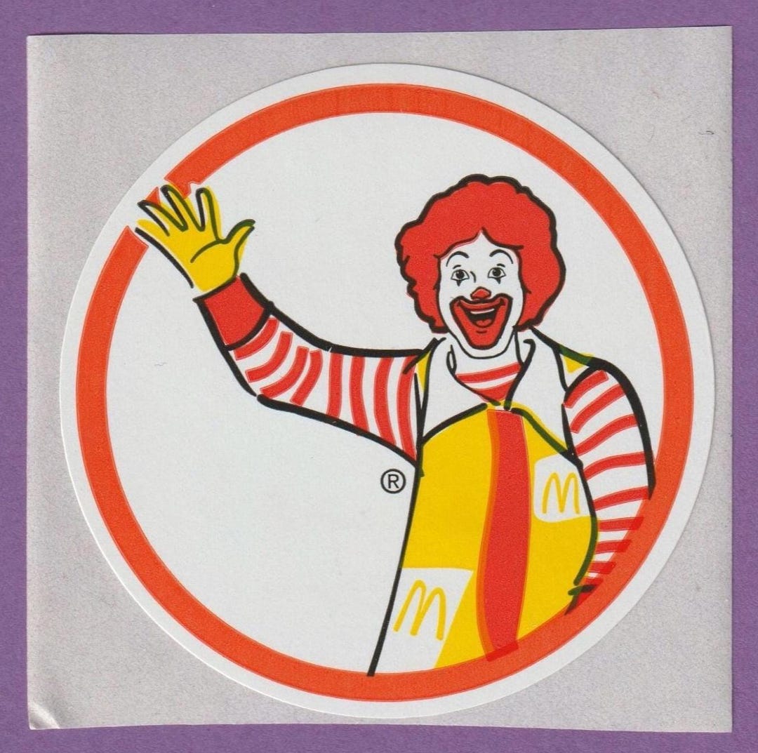 Vintage 1980s Mcdonalds Sticker Ronald Mcdonald - Etsy