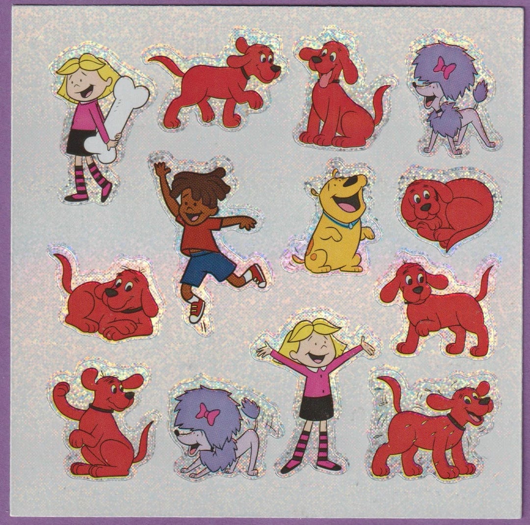 Vintage CLIFFORD the Big Red Dog GLITTER Stickers - Etsy