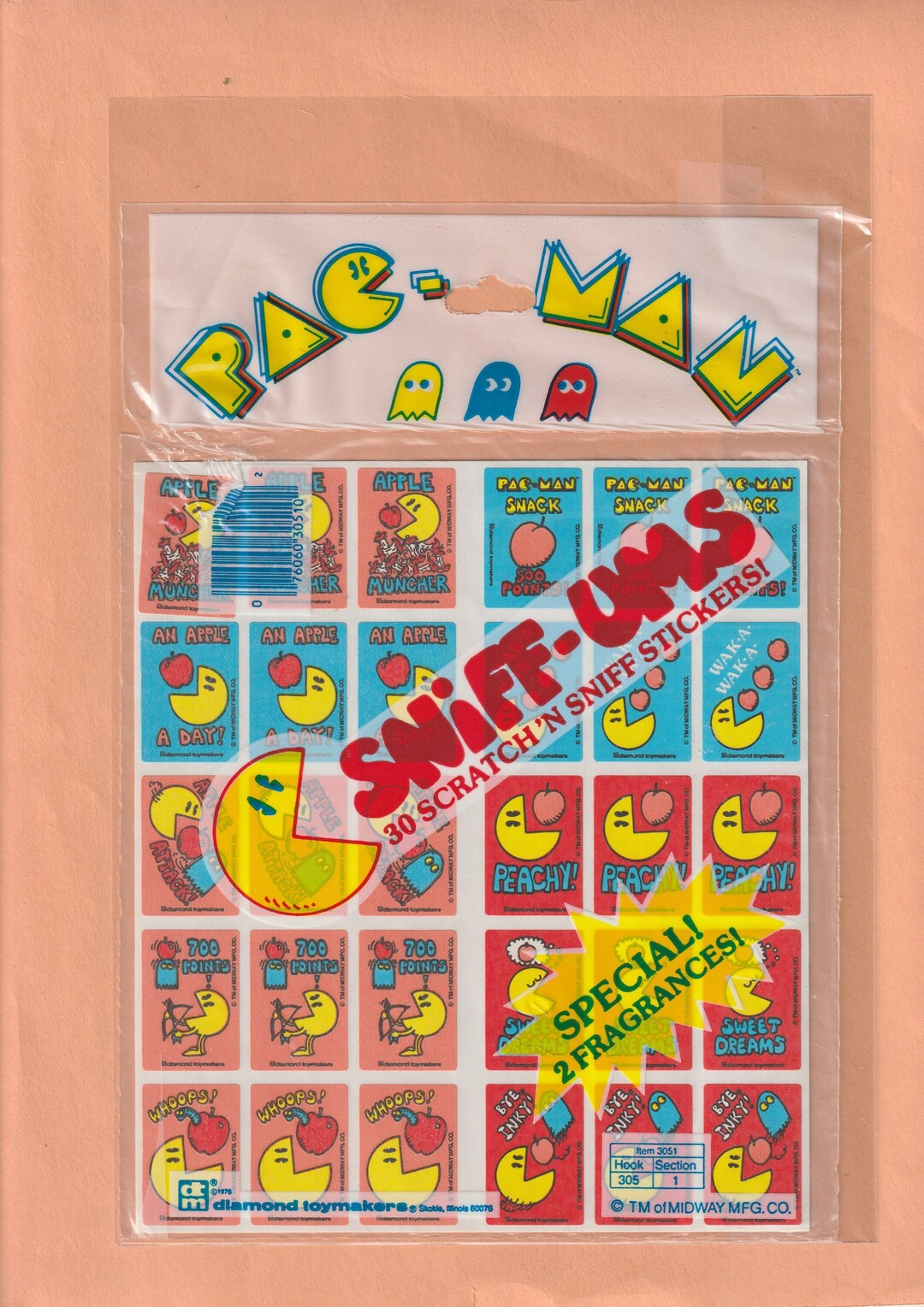 Vintage Pac Man Scratch and Sniff Stickers APPLE PEACH Sealed - Etsy