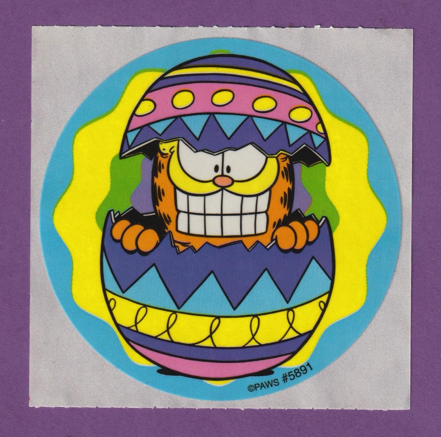 Vintage 1980s PAWS GARFIELD Sticker EASTER Egg - Etsy