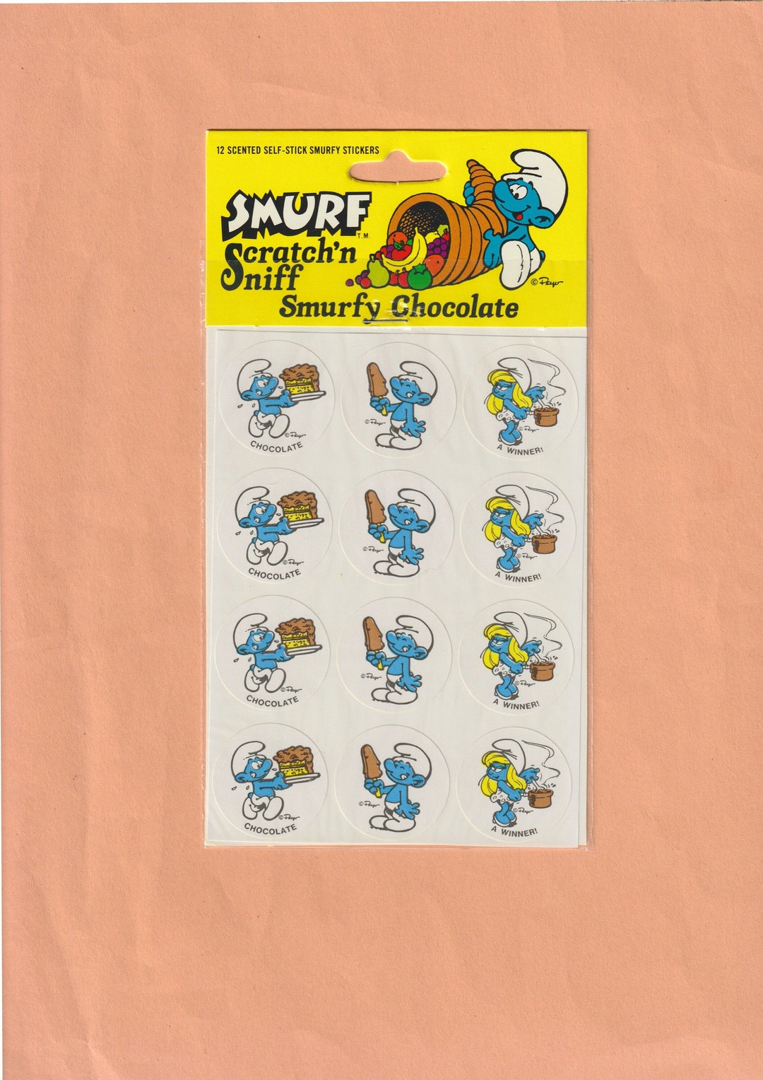 Vintage Smurf Scratch & Sniff Stickers Smurfy CHOCOLATE - Etsy