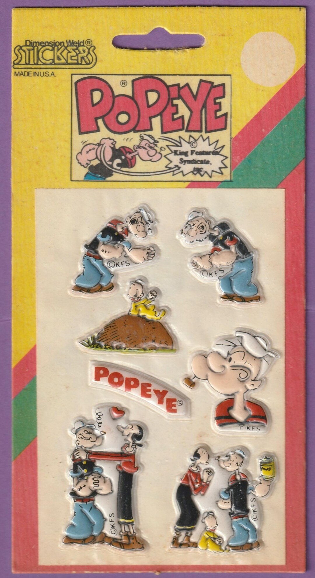 Vintage 1979 Dimension Weld Popeye Puffy Stickers - Etsy