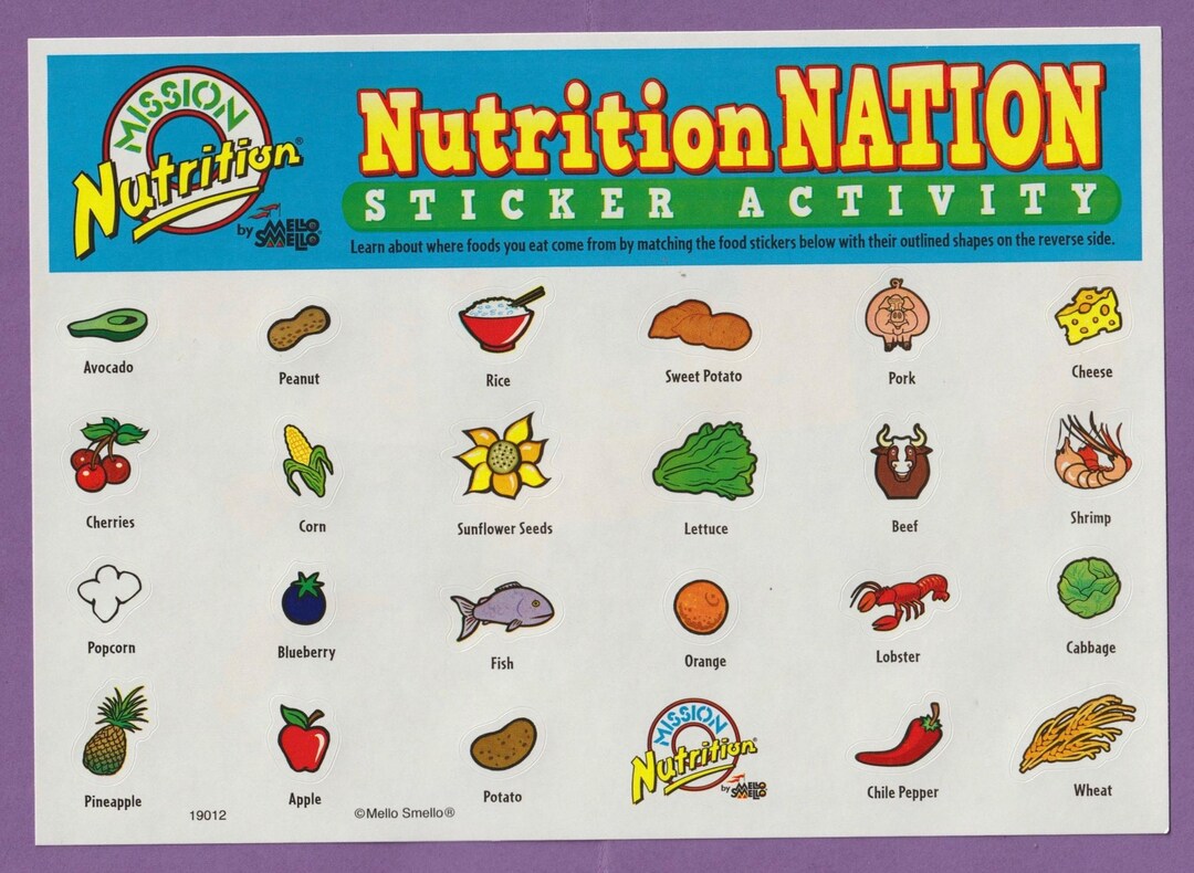 Vintage Mello Smellos Mission Nutrition Sticker Activity Sheet - Etsy