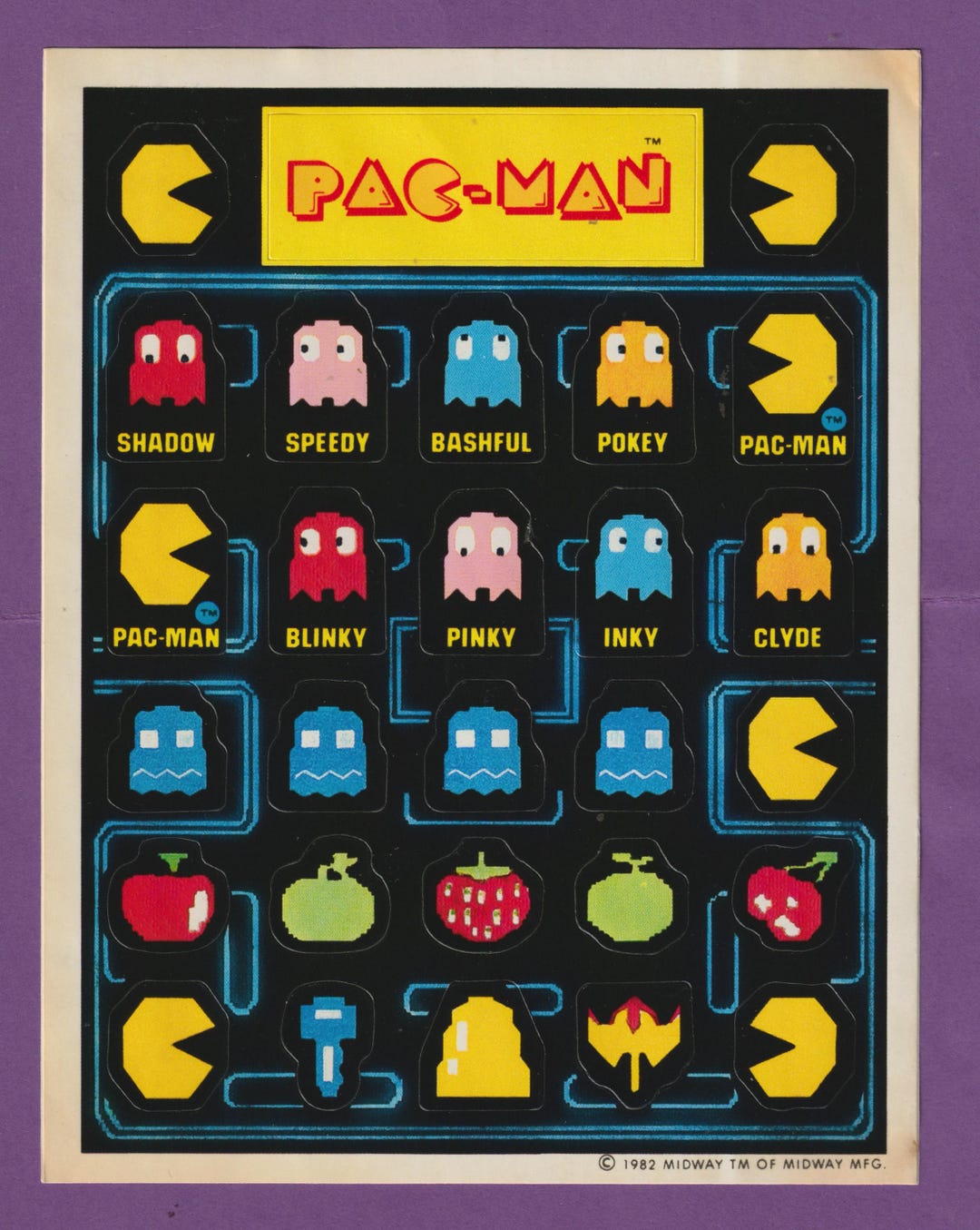 Vintage 1980s Pac Man Sticker Sheet - Etsy