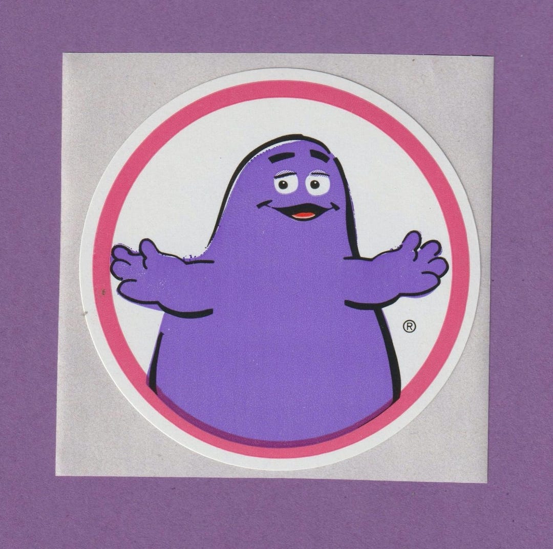 Vintage 1980s Mcdonalds Sticker Grimace - Etsy