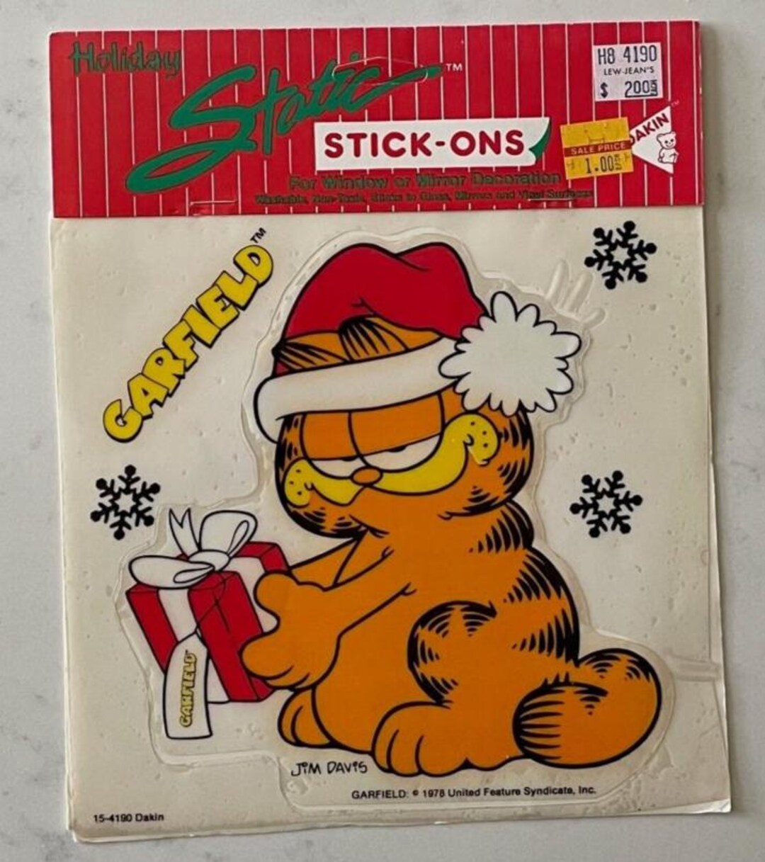 Vintage United Feature Syndicate 1980s Garfield Christmas Stick on ...