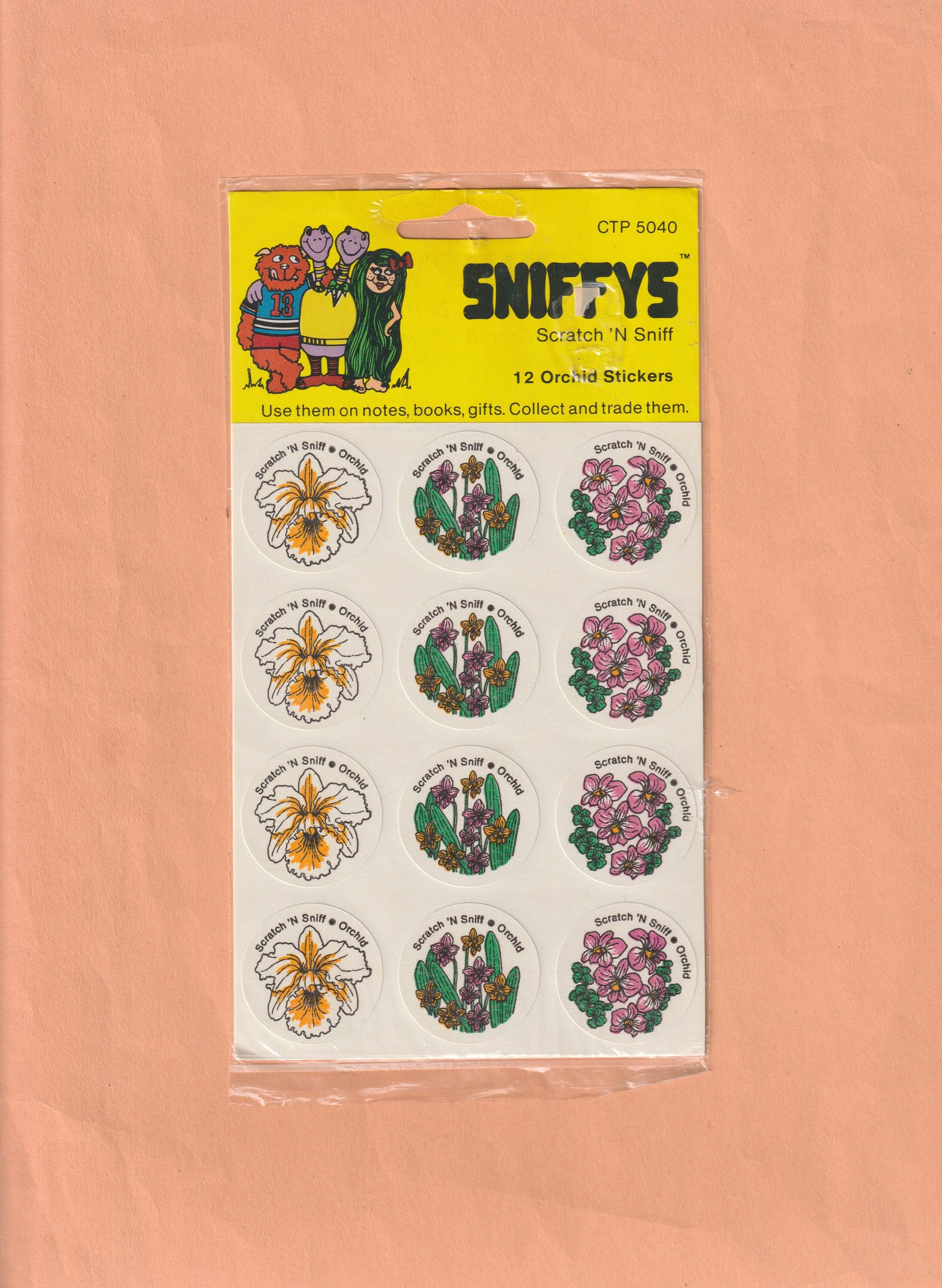 Vintage CTP Sniffys Scratch & Sniff Orchid Stickers SEALED - Etsy