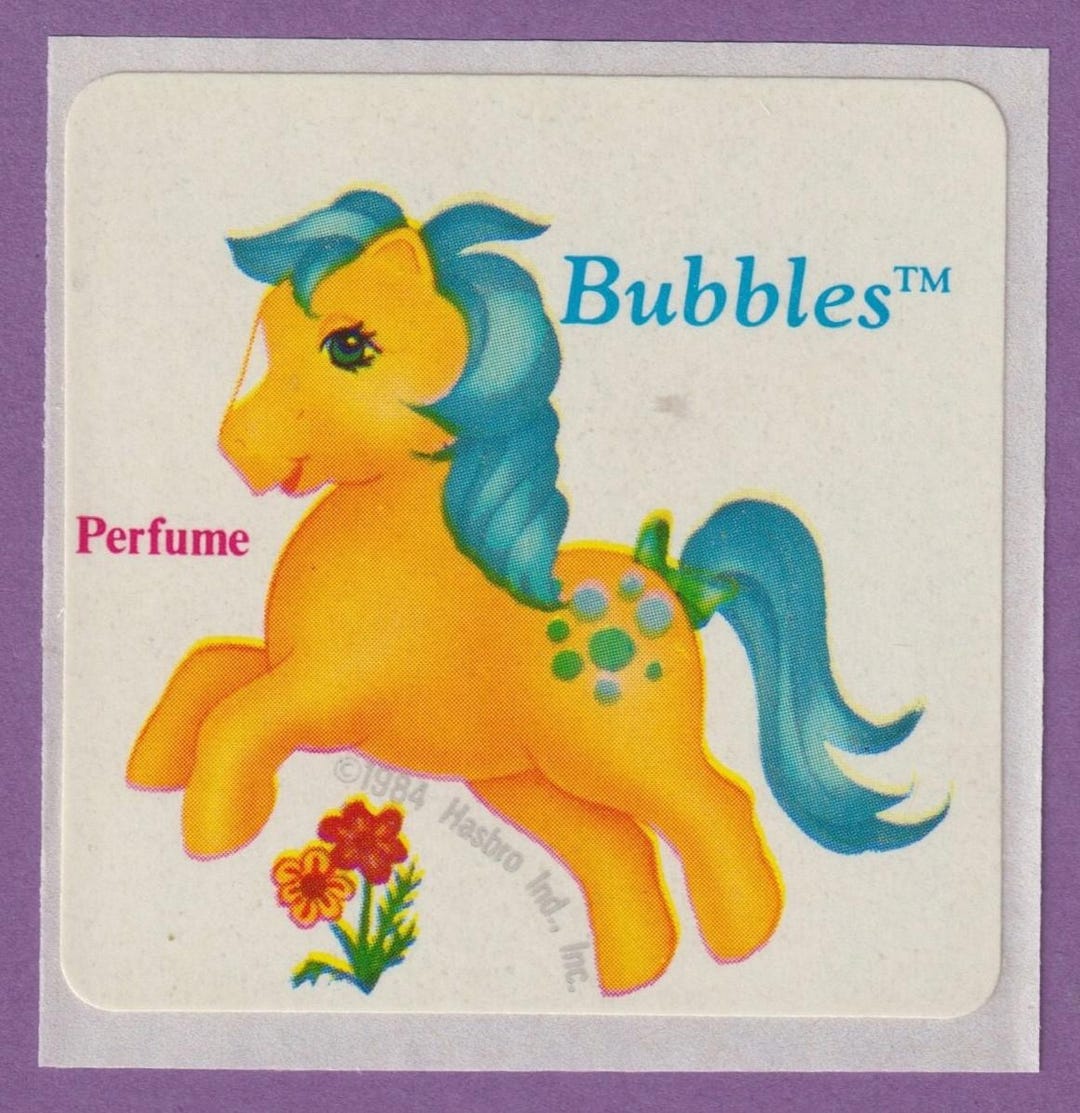 MINT Vintage 1980s My Little Pony BUBBLES Scratch & Sniff Sticker ...