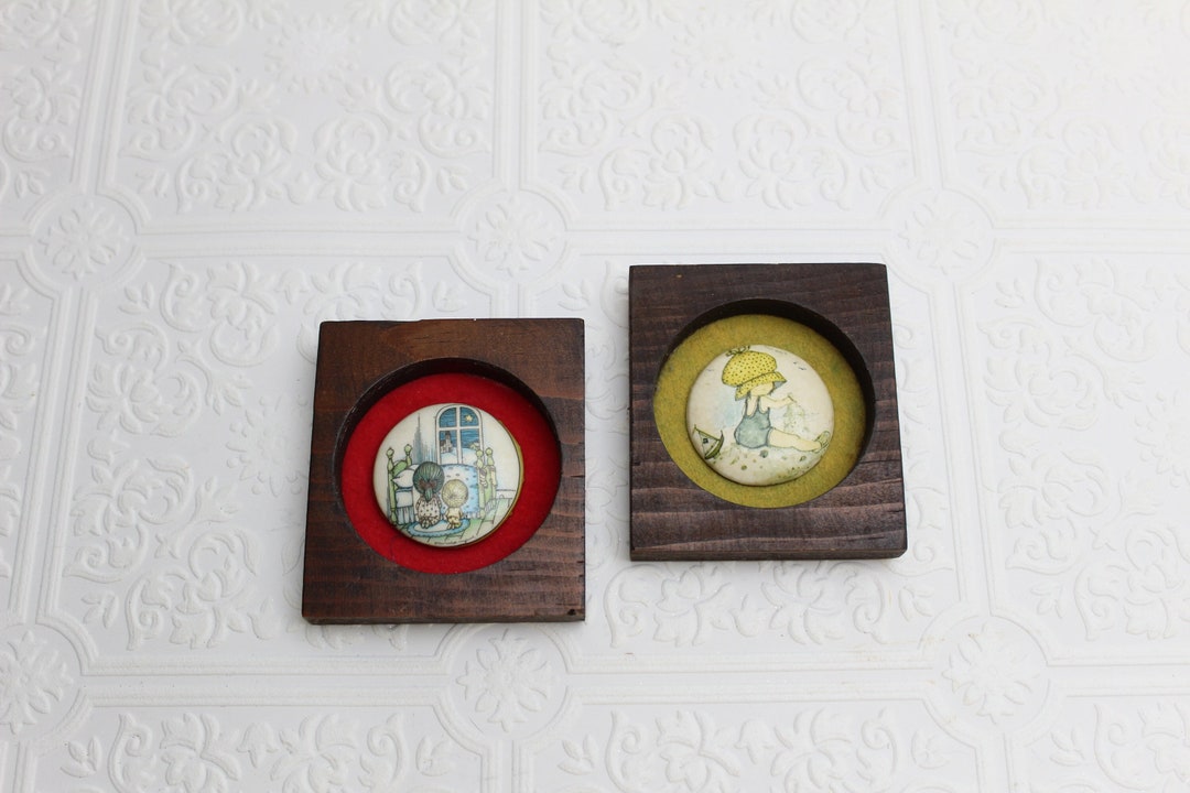 2 Vintage Handmade Decoupage Mini Wall Plaques BOHO Wall Decor Retro ...