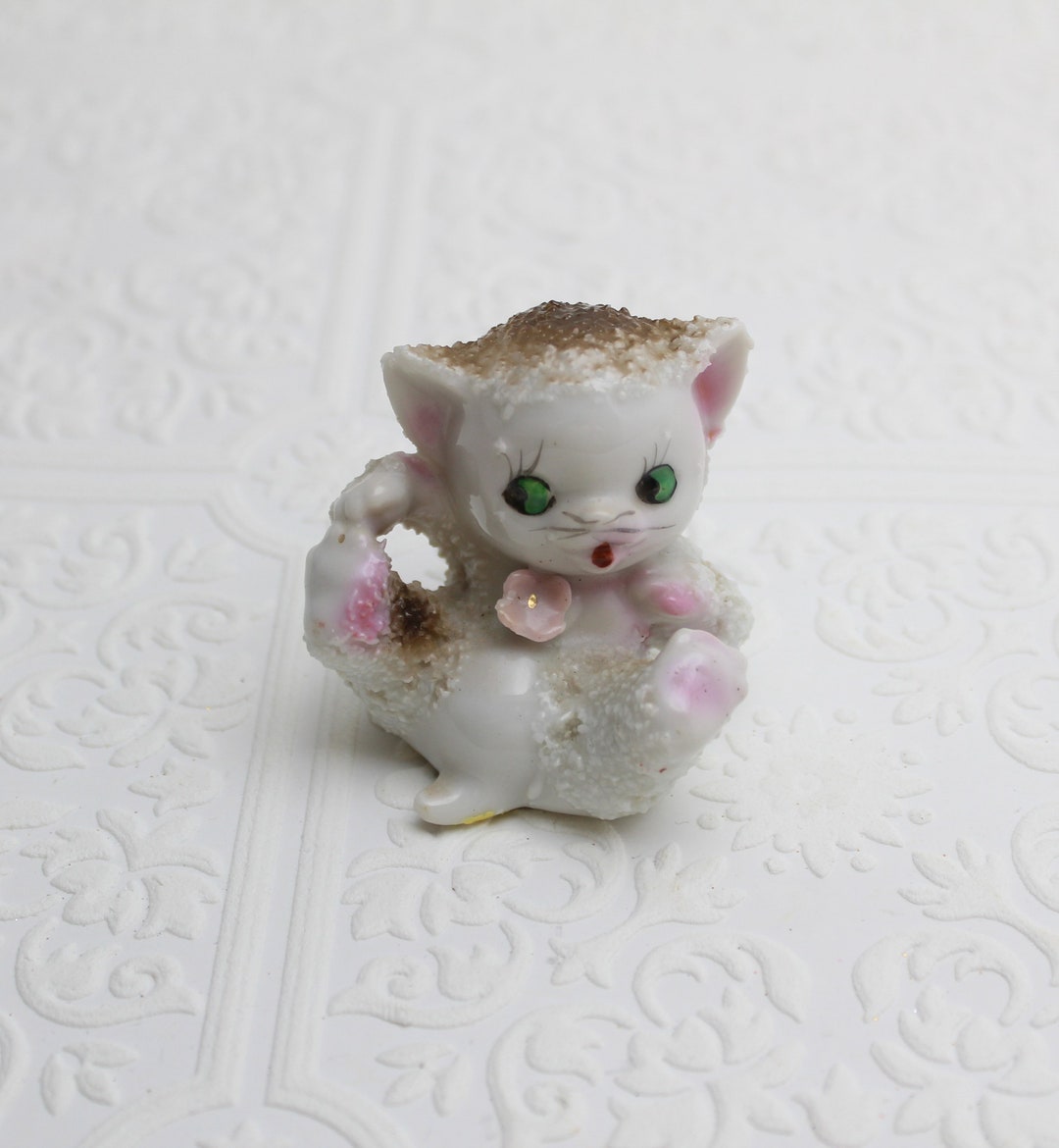 Vintage Spaghetti Cat Figurine Kistch Ceramic Cat Home Decor Retro ...