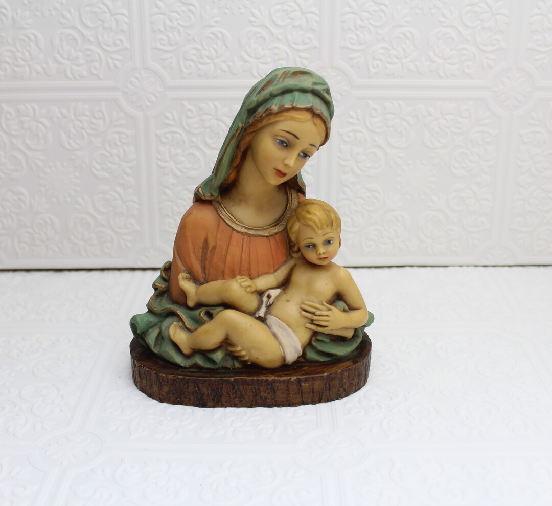 Vintage Roman Virgin Mary and Baby Jesus Figurine Statue Bust - Etsy