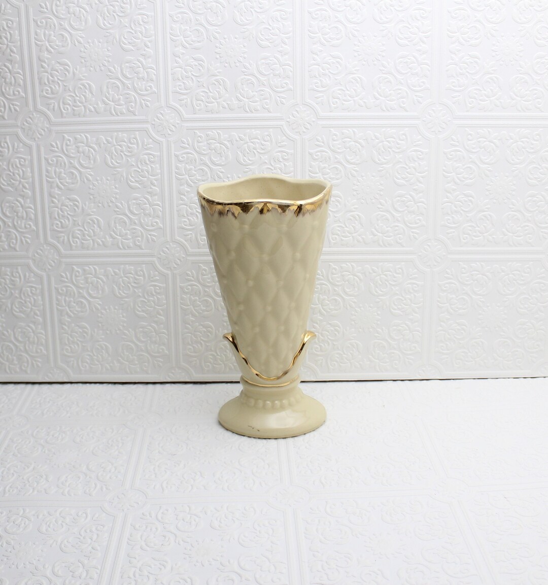 Vintage Shawnee Vase Diamond Quilted Pattern 839 Mid Century Retro Home ...