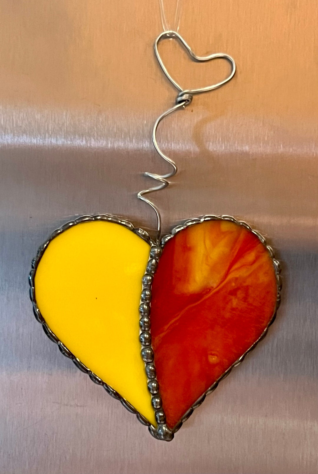 Beautiful Stained Glass Heart for Valentine's Day With Whimsical Wire Work - Etsy