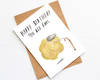 Happy Birthday You Old Fart PRINTABLE Greeting Card, 5x7, Cardstock ...