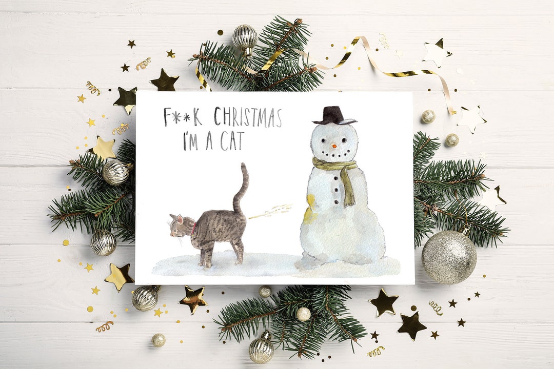 Rude Cat Christmas Card FK Christmas I'm A Cat - Etsy