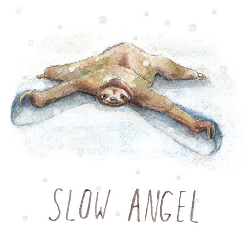 Slow Angel Sloth Christmas Card - Etsy