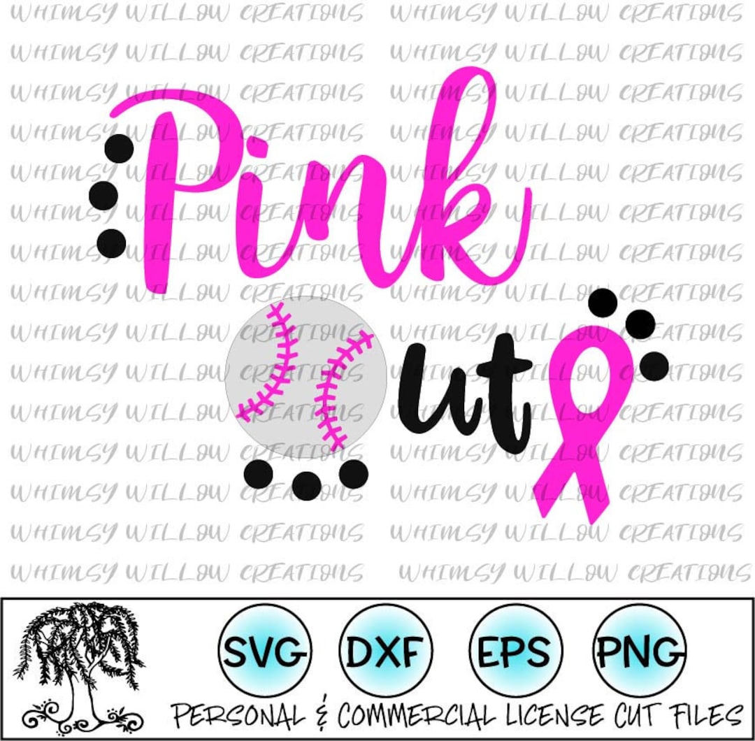 Pink Out Cancer Baseball SVG Cut Files for Silhouette Cameo and Cricut ...