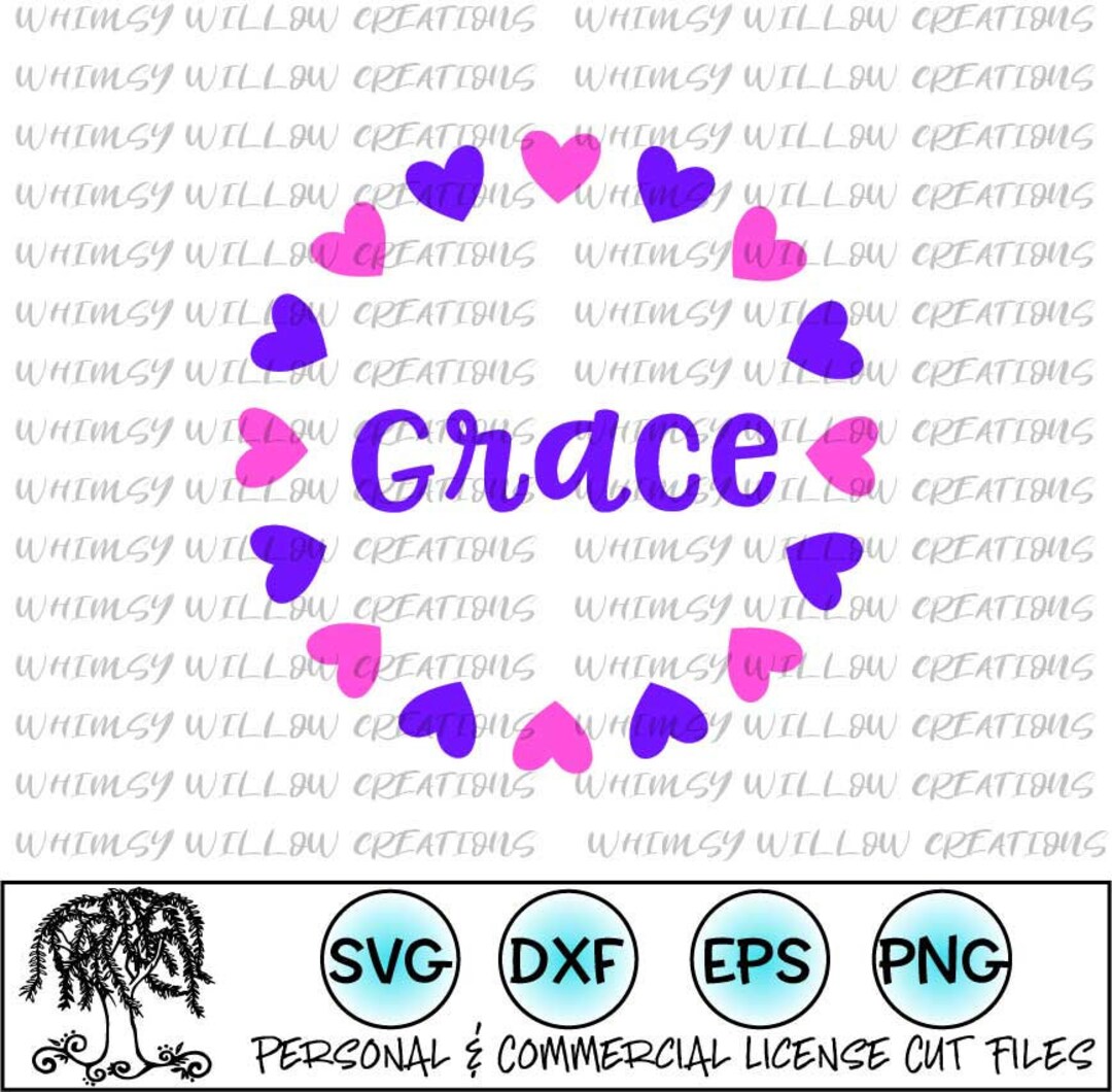 Circle Monogram Frame Hearts Solid SVG Digital Cutting File - Etsy
