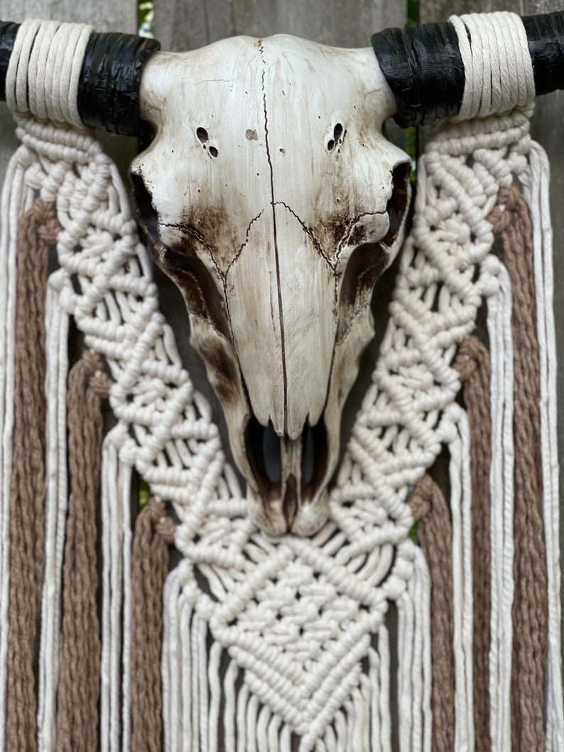 Bull Skull Macrame Wall Hanging - Etsy