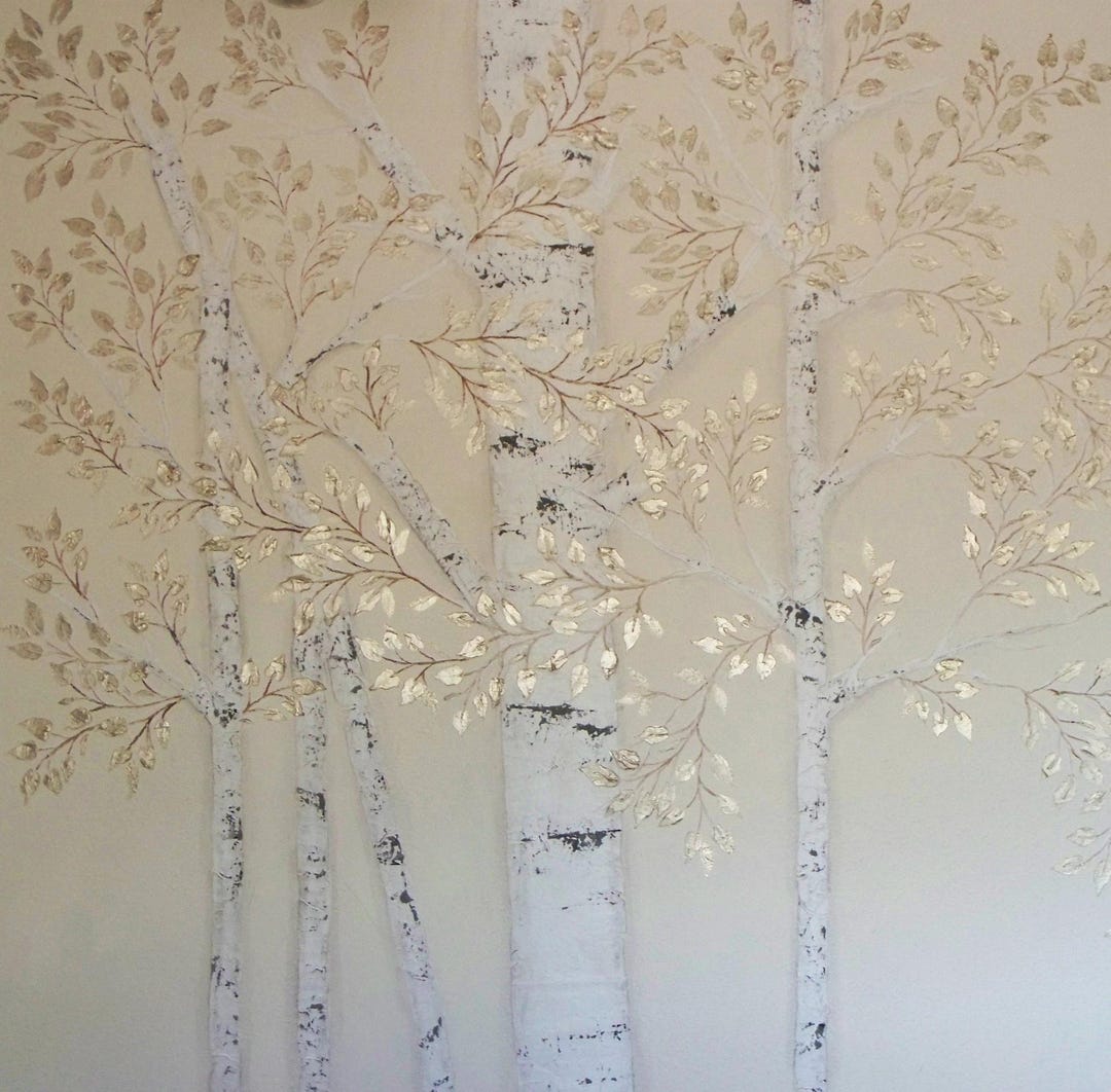 Life-sized Aspen Tree Stencil Set (PL L), Plaster Wall Stencil, Raised ...