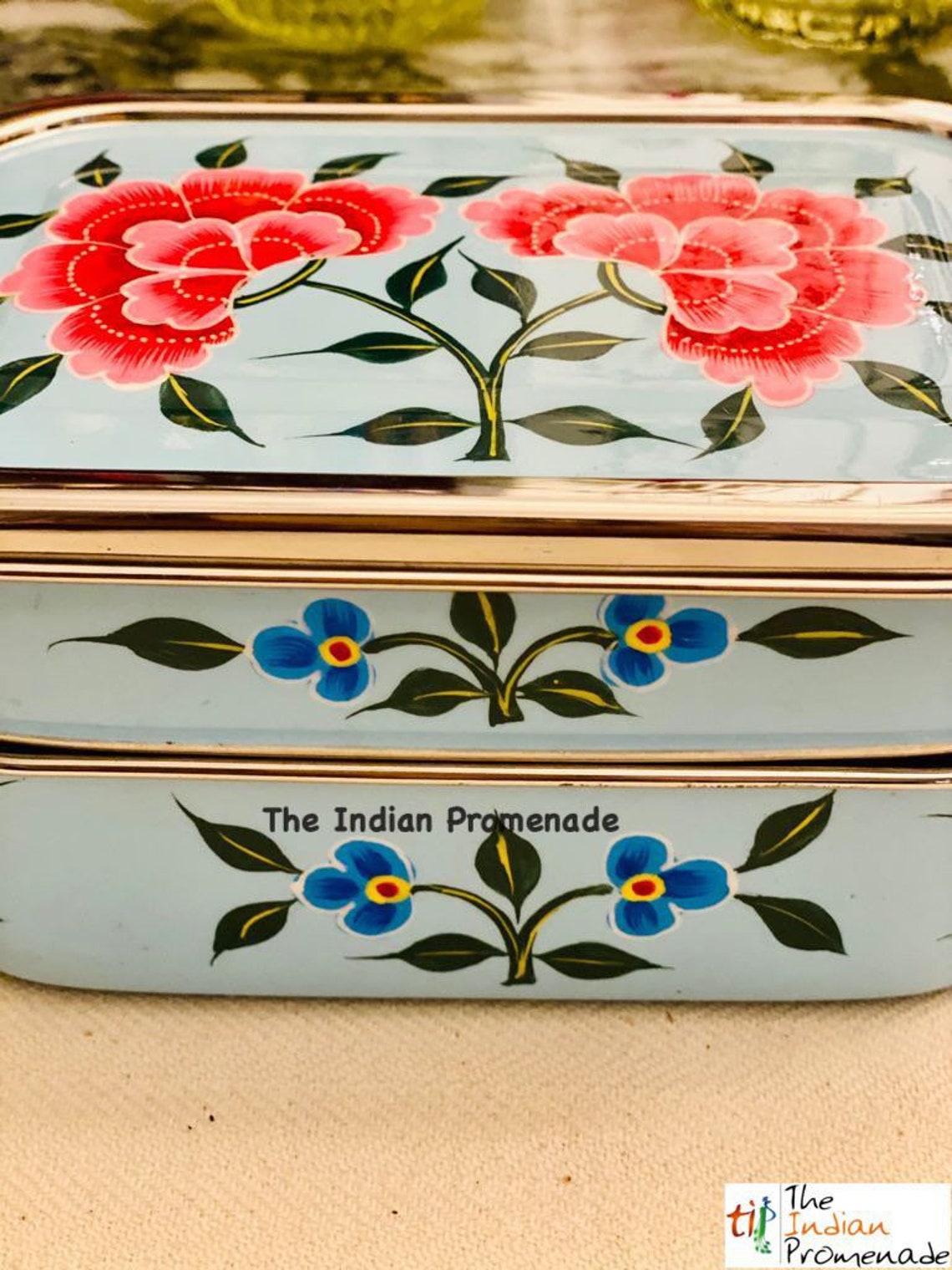 Hand Painted Enamelware Stainless Steel 2 Tier Lunch Box | Etsy