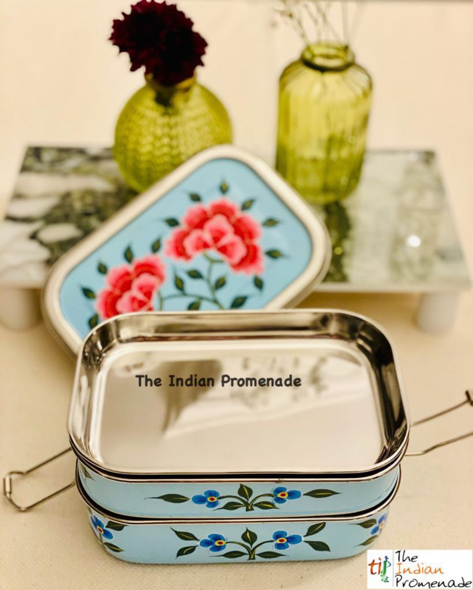 Hand Painted Enamelware Stainless Steel 2 Tier Lunch Box | Etsy