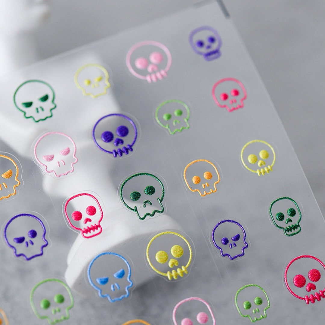 3D Cute Skull Art Stickers Nail Decals - Etsy