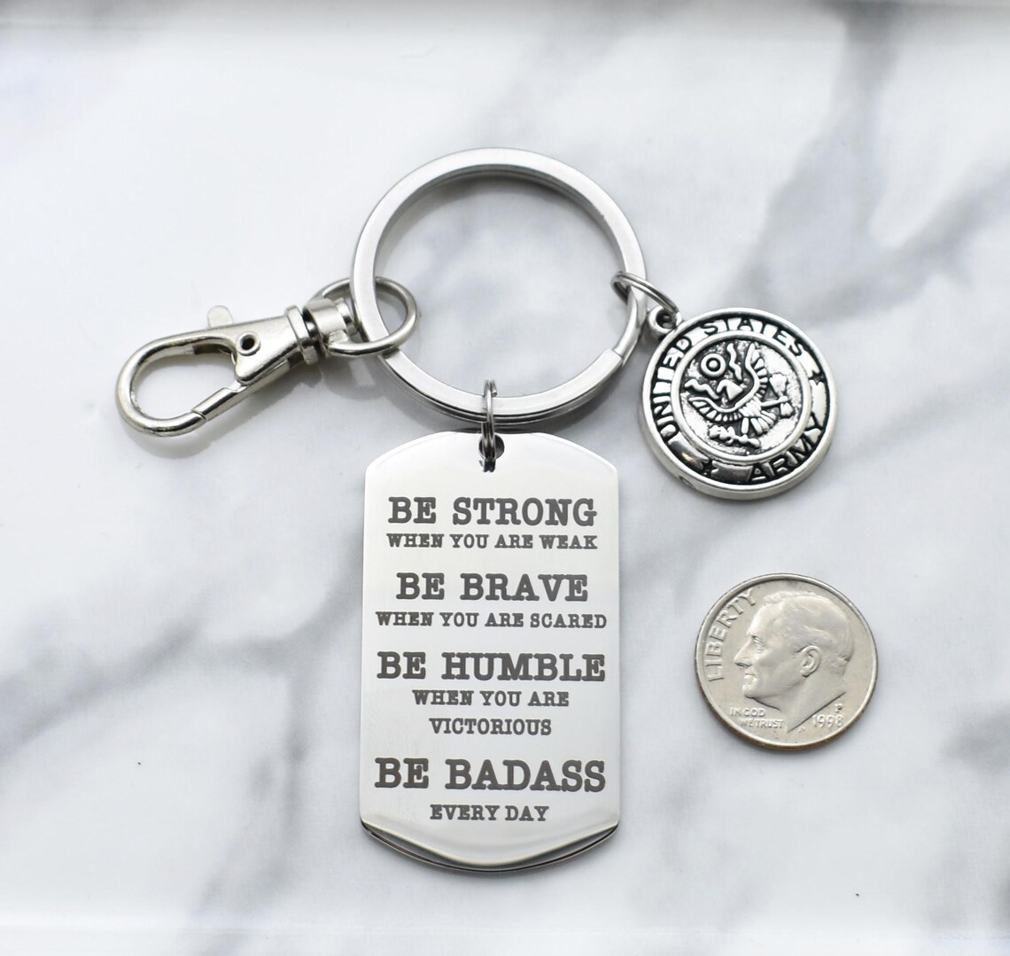 United States Army Keychain: Stainless Steel Dog Tag, Military Gift - Etsy