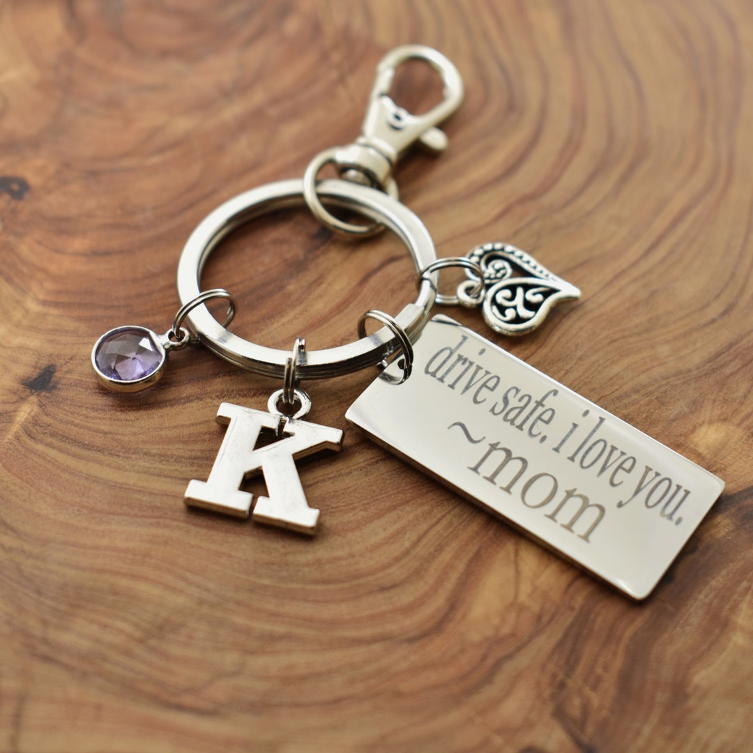 Personalized New Driver Keychain: Stainless Steel, Initial Charm, Drive ...