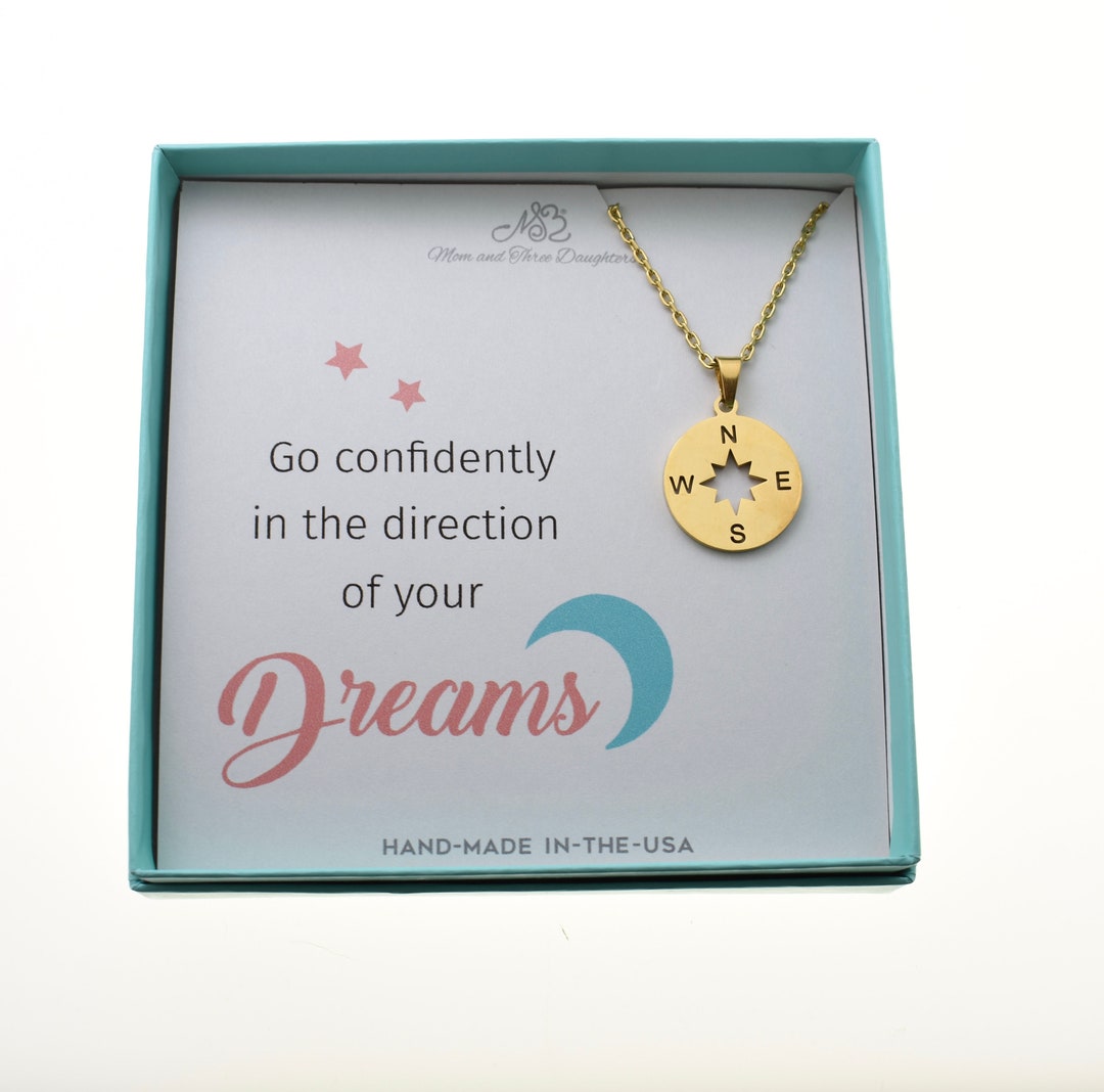 Graduation Gift. Compass Necklace. Compass Jewelry. Compass Gifts ...