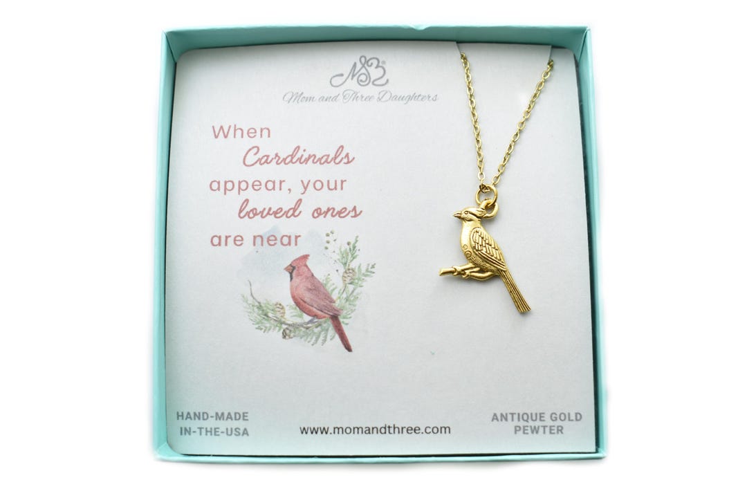 Gold Plated Cardinal Necklace: Pewter Bird Charm, Bereavement Gift - Etsy