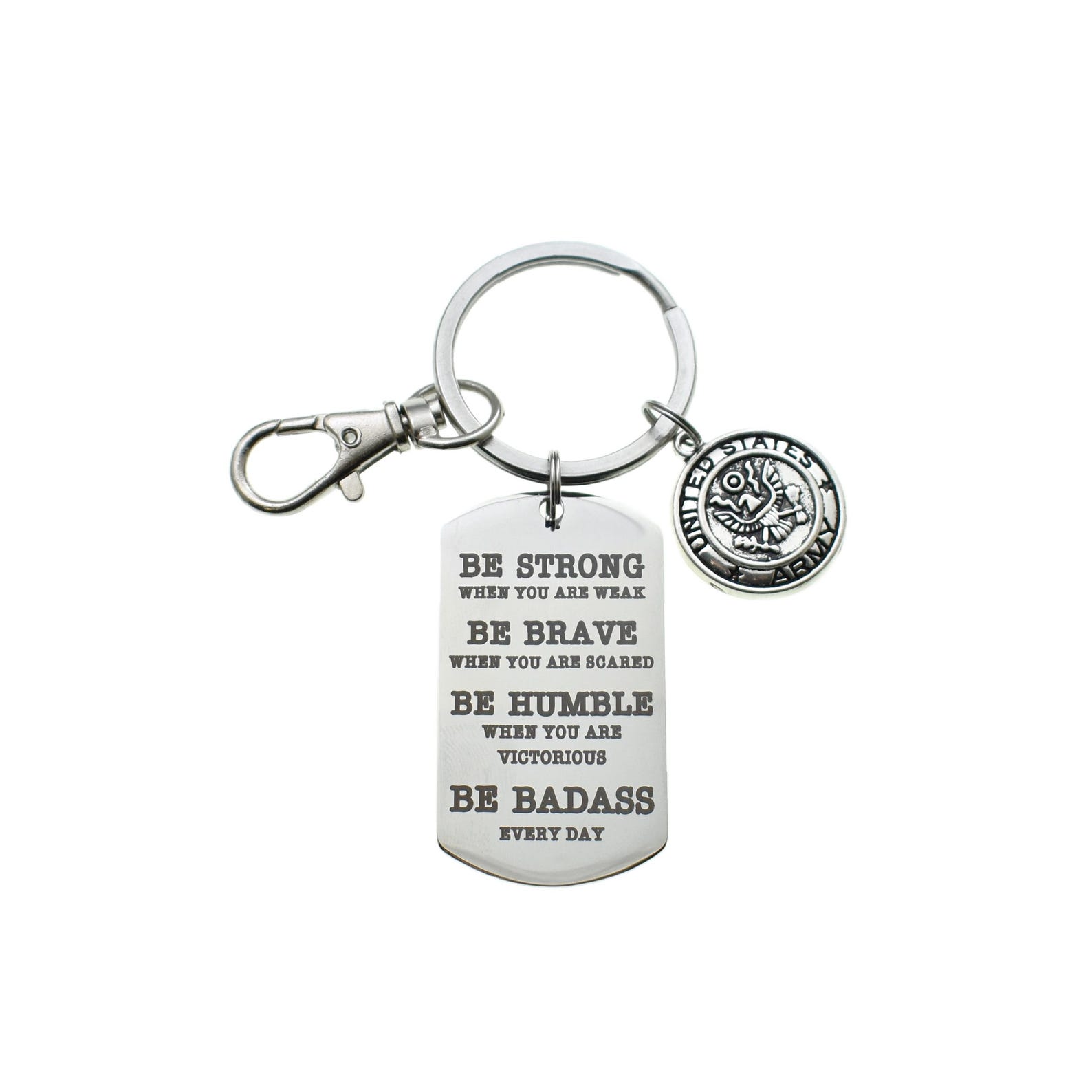 United States Army Keychain: Stainless Steel Dog Tag, Military Gift - Etsy
