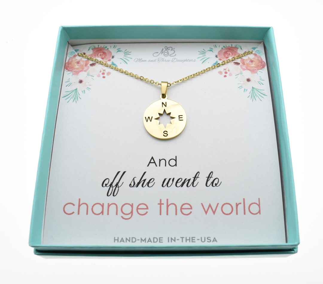 Graduation Gift. Compass Necklace. Compass Jewelry. Compass Gifts ...