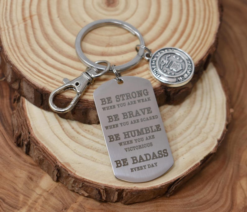 Air Force Keychain, Dog Tag, Stainless Steel, Inspirational Military ...