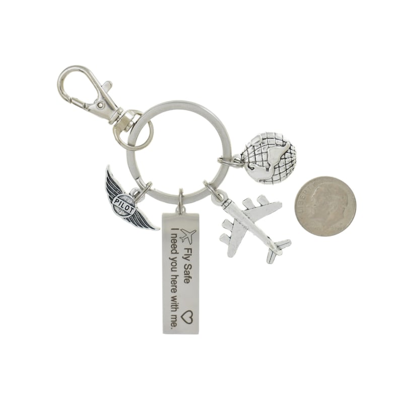 Pilot Keychain: Airplane Globe Charm, Fly Safe Gift - Etsy