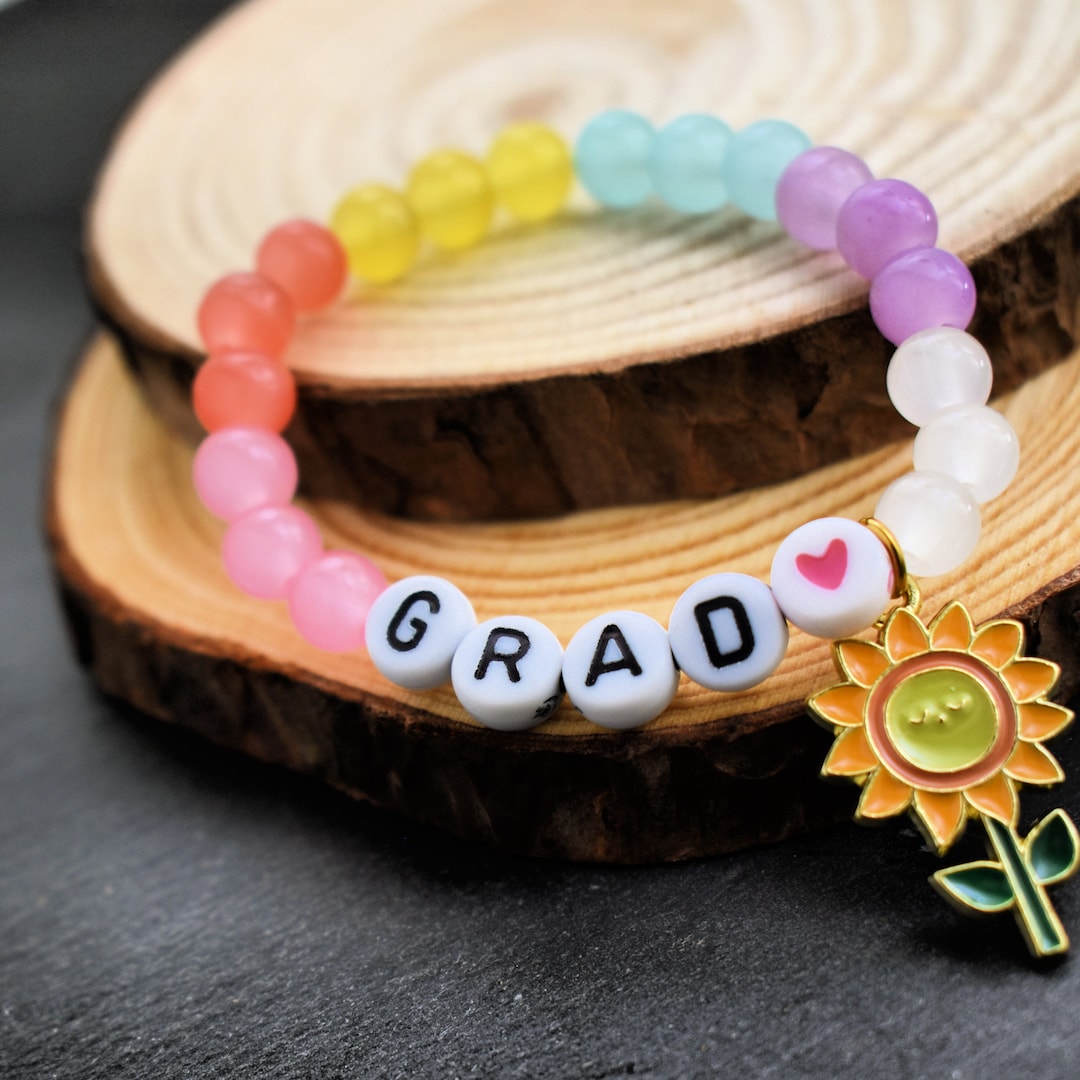 Kids Graduation Charm Bracelet: Sunflower, Glass Seed Beads - Etsy