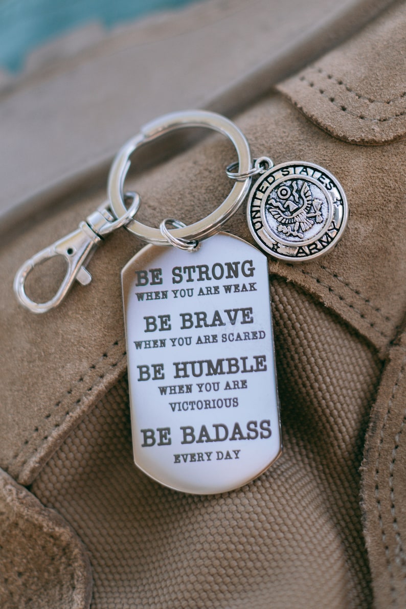 United States Army Keychain: Stainless Steel Dog Tag, Military Gift - Etsy