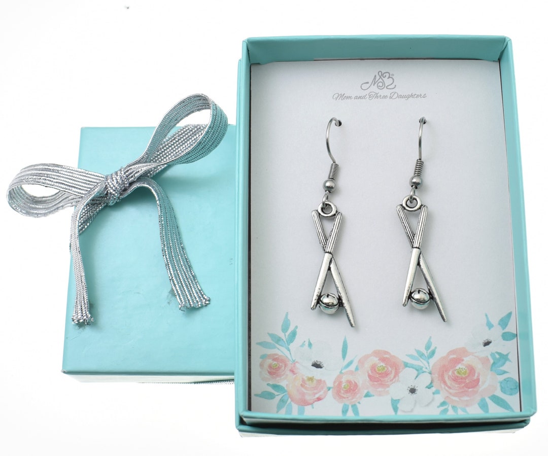 Billiards Earrings: Silver Plated Pool Cue & Ball Jewelry - Etsy