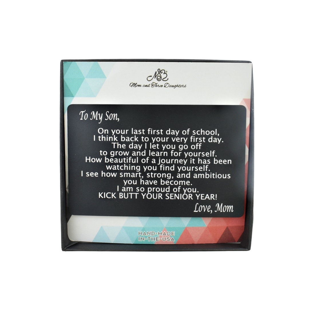 Personalized Last First Day of School Wallet Card for Son. Senior Year ...