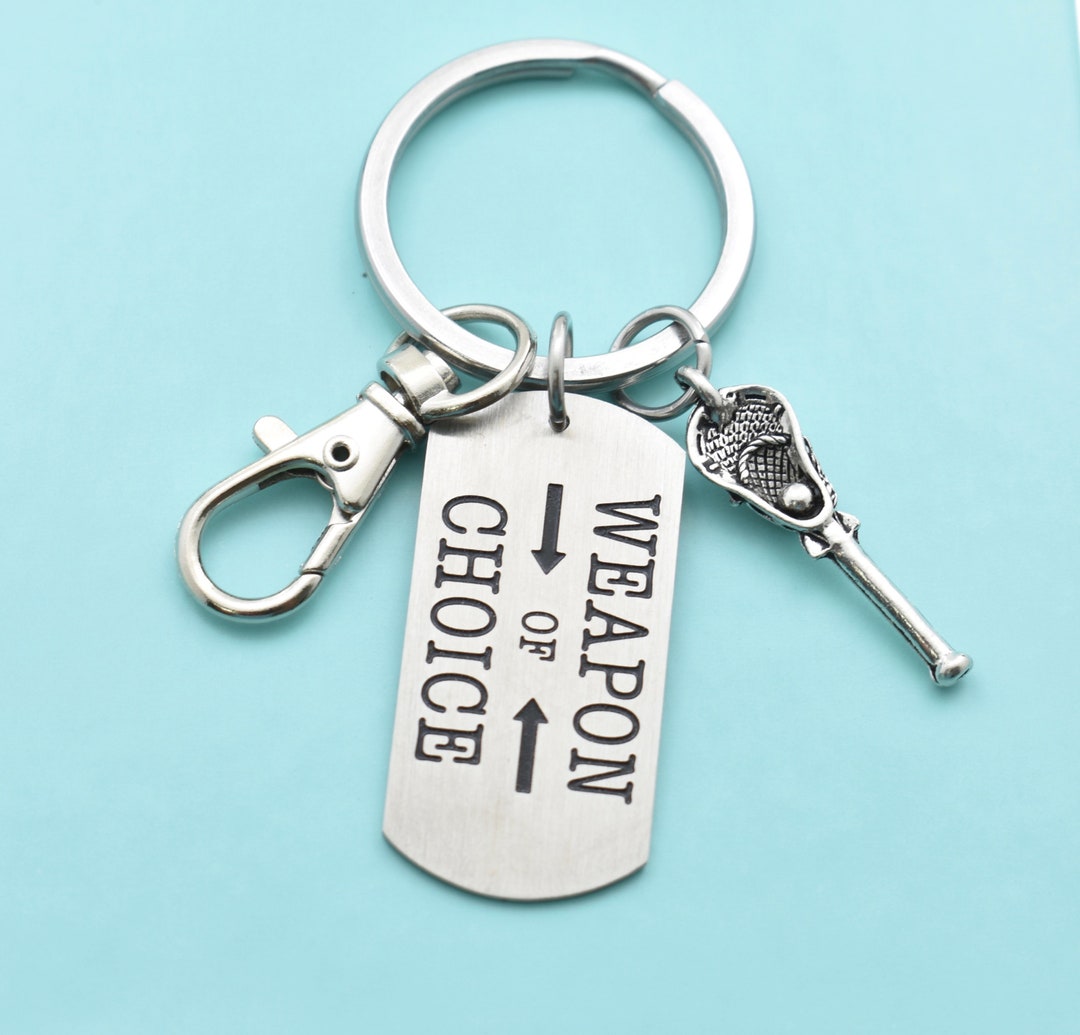 Lacrosse Stick Keychain: Pewter Charm, Stainless Steel Key Ring - Etsy