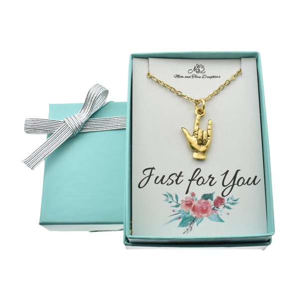 Rock on Sign Language Necklace - Etsy