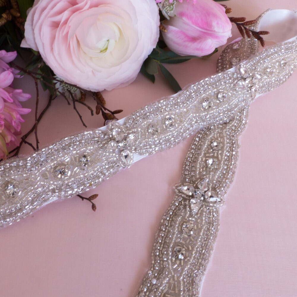 Bridal sash belt jewelled belt thin bridal belt wedding | Etsy