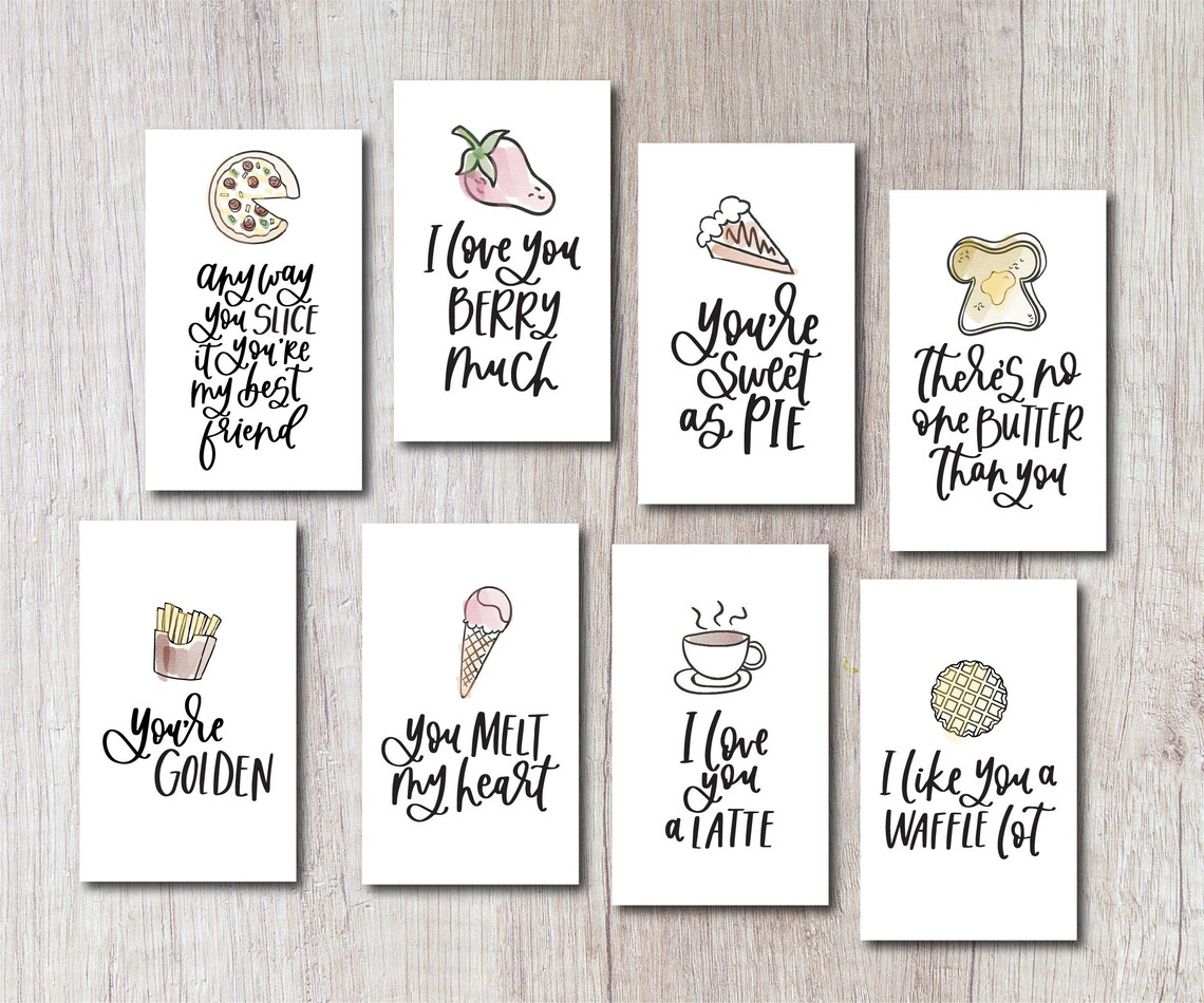 DIGITAL DOWNLOAD Valentine's Day Printable Cards Food | Etsy