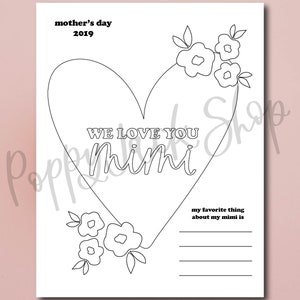 Mother's Day Coloring Sheets Mother's Day Card - Etsy
