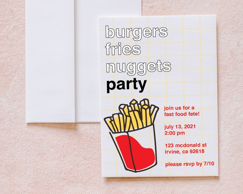 INSTANT DOWNLOAD: Burgers and French Fries Party Invitation - Etsy