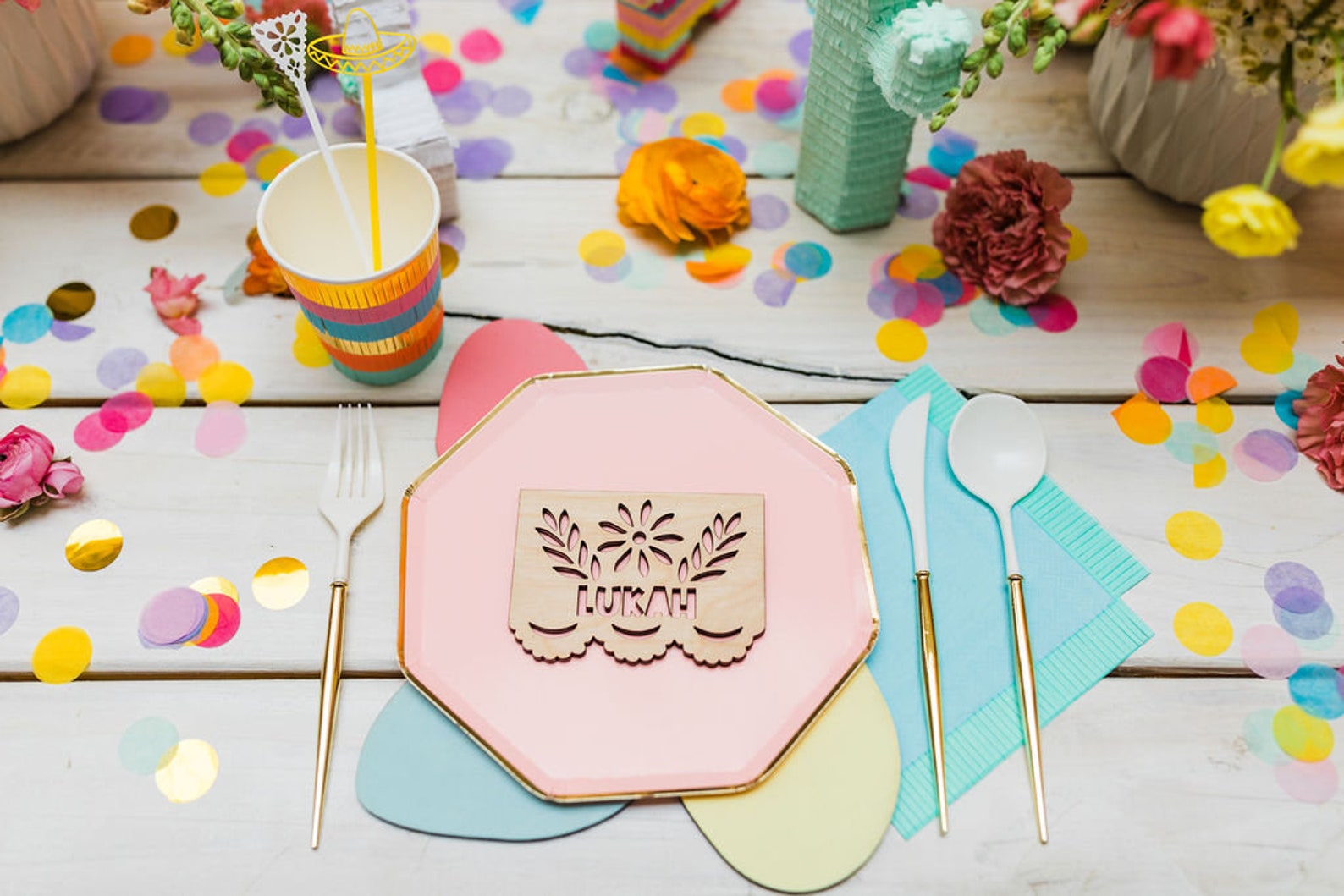 Fiesta Place Cards Cinco De Mayo Party Papel Picado Party - Etsy