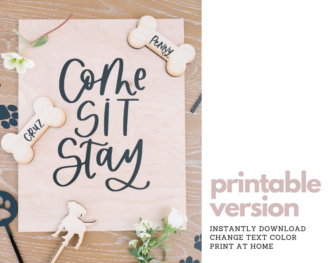 INSTANT DOWNLOAD: come Sit Stay Puppy Party Sign - Etsy