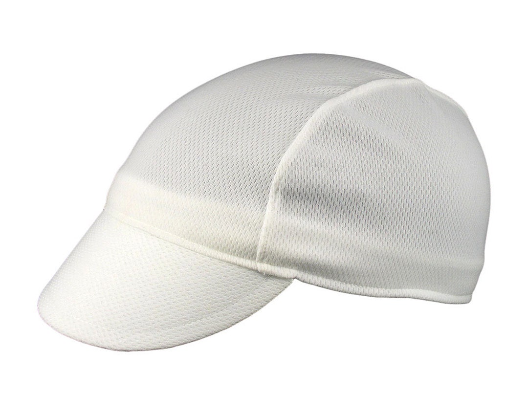 White Moisture Wicking Cycling Cap - Handmade Cap; Moisture Wicking Cap ...