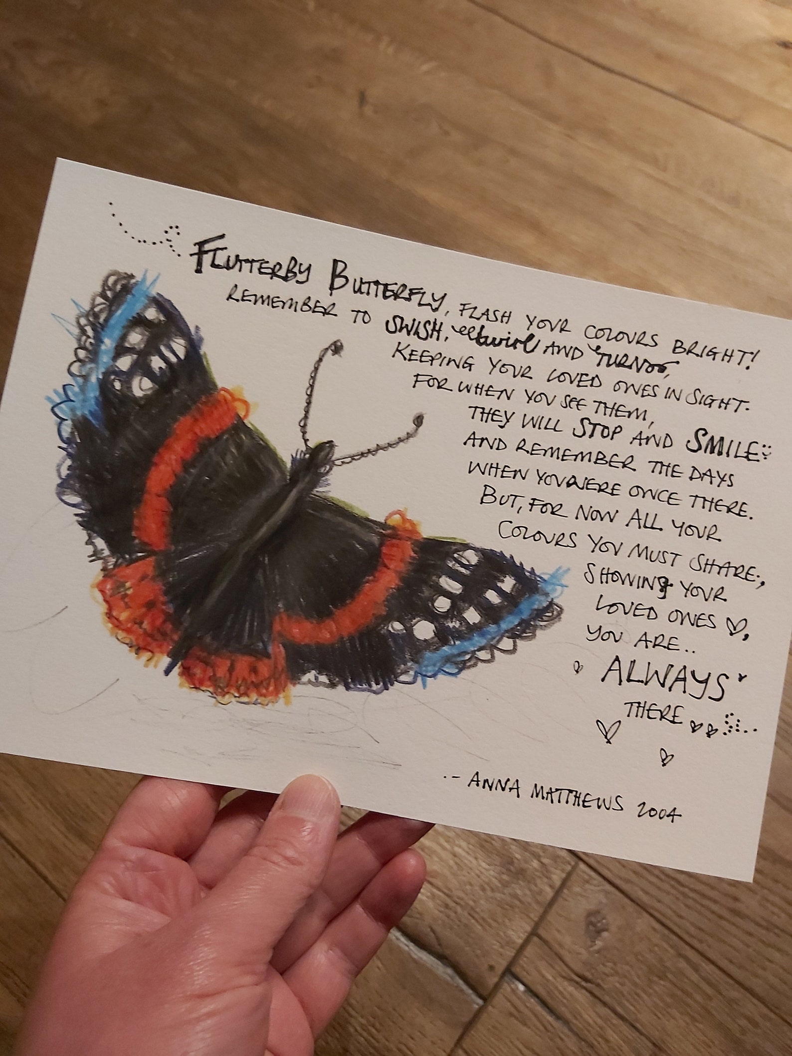 Flutterby Butterfly, A5 Giclee Print and Handwritten Poem - Etsy